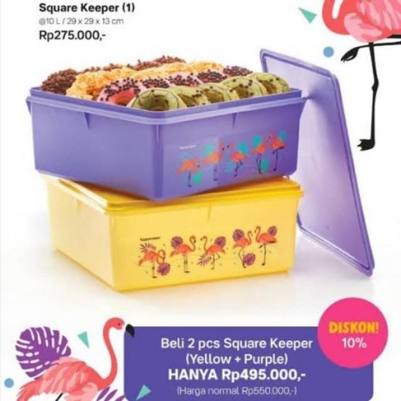 Jual Tupperware Original Promo Square Keeper Tupperware 10 Liter Box Kontainer Promo - Kuning ...