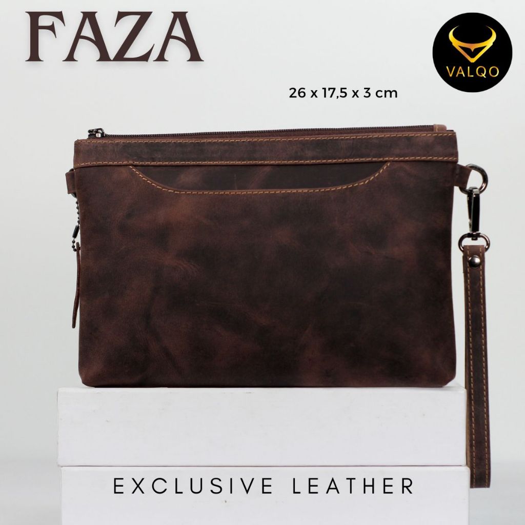 Jual [VALQO] FAZA Clutch kulit Sapi Pouch Kulit Handbag Kulit Pria ...
