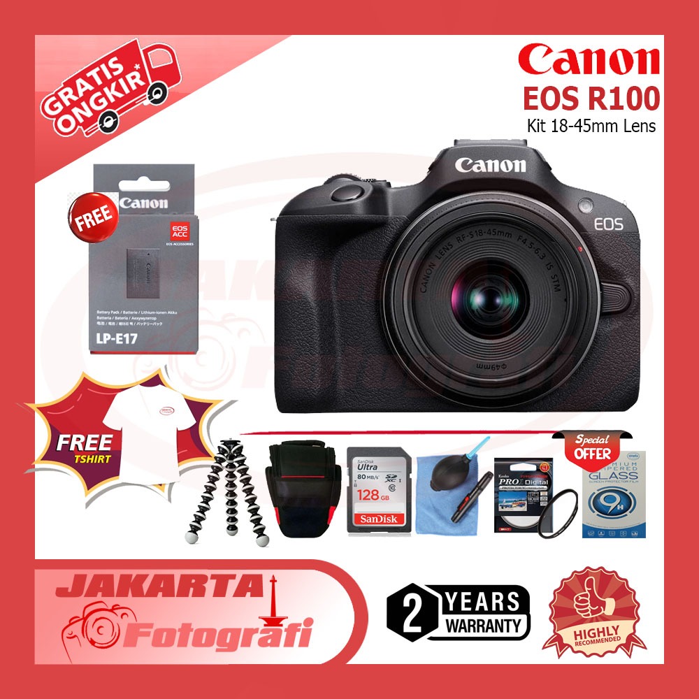 Jual Canon EOS R100 Kit 18-45mm IS STM RESMI | Shopee Indonesia