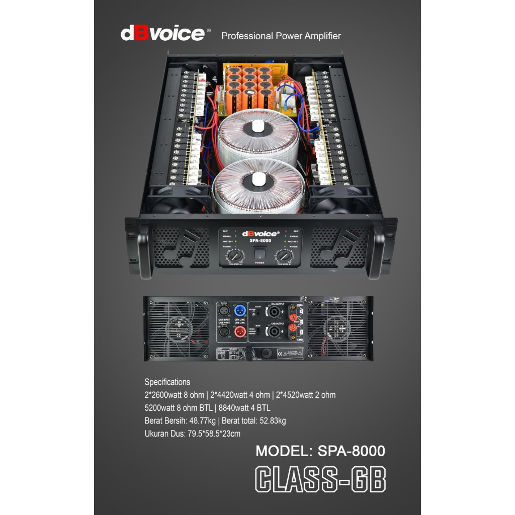 Jual POWER AMPLIFIER DBVOICE SPA 8000 / SPA8000 CLASS GB ORIGINAL DB VOICE | Shopee Indonesia