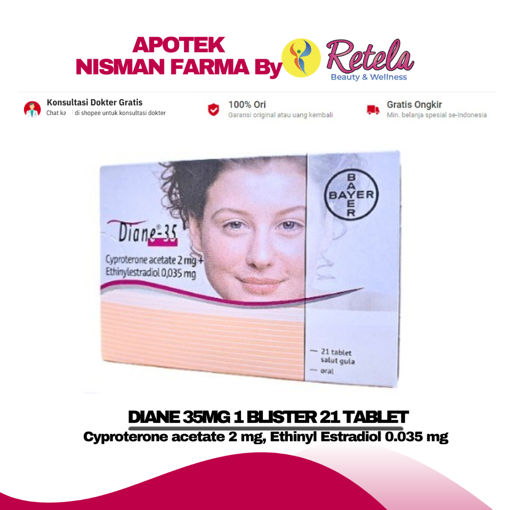 Jual DIANE 35MG 1 BLISTER ISI 21 TABLET / PIL KB | Shopee Indonesia