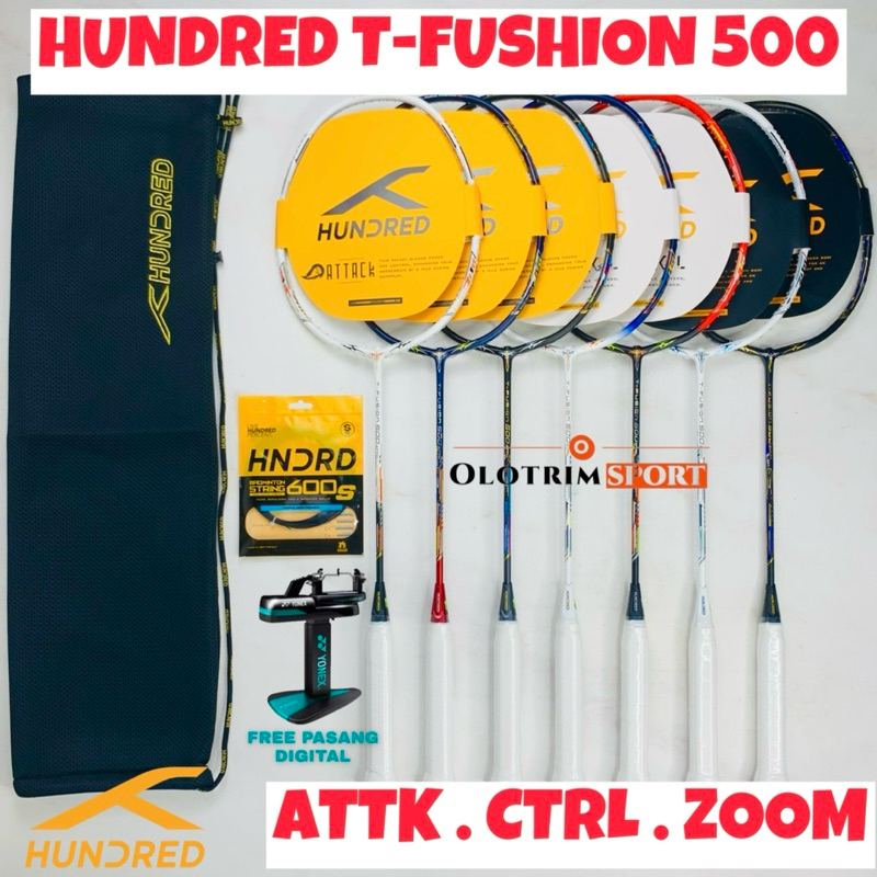 Jual Raket Badminton HUNDRED T-FUSHION 500 34LBS ATTK CTRL ZOOM T ...