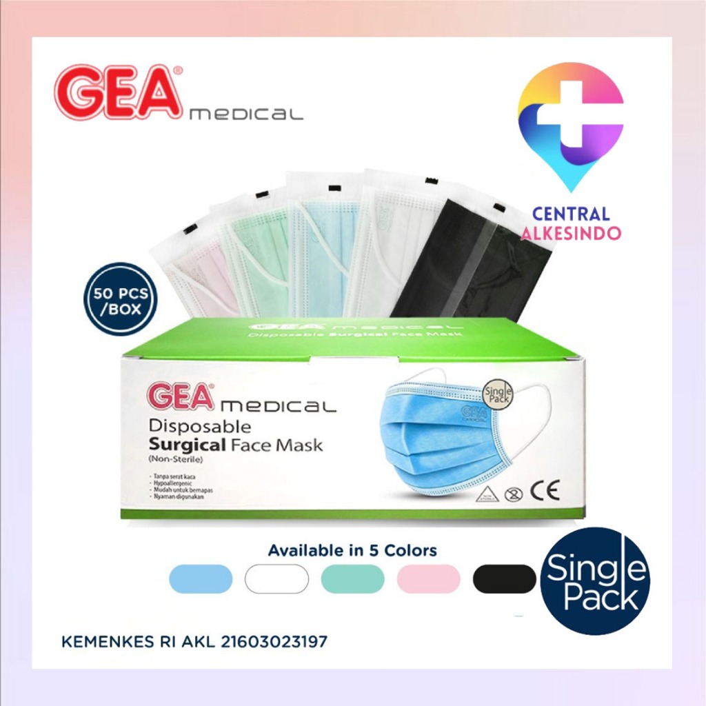 Jual Masker Gea Single Pack Masker Medis Surgical Mask Central ...