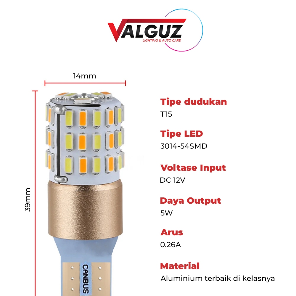 Jual VALGUZ LED Colok T10 T15 W16W Lampu Senja Lampu Sein Canbus 54Titik | Shopee Indonesia