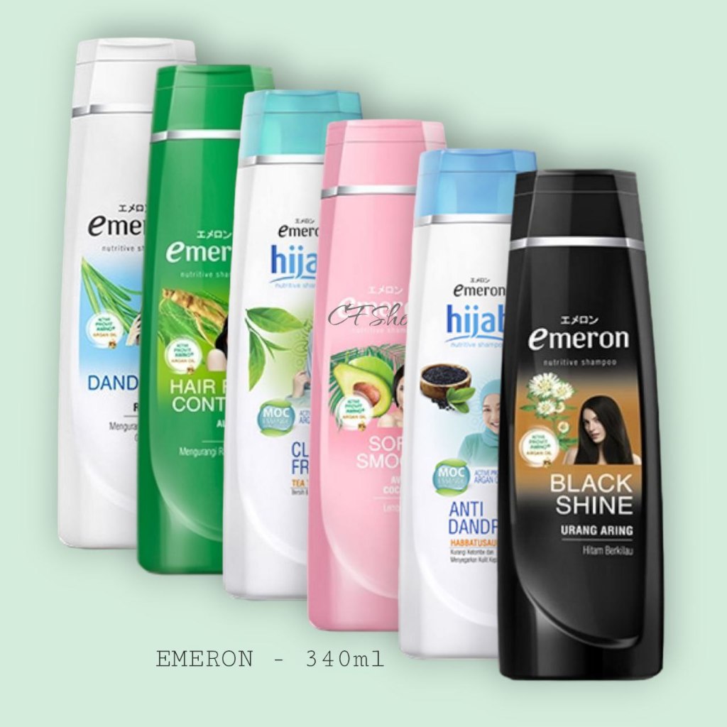 Jual EMERON Shampoo Anti Dandruff, Black & Shine, Hair Fall Control ...