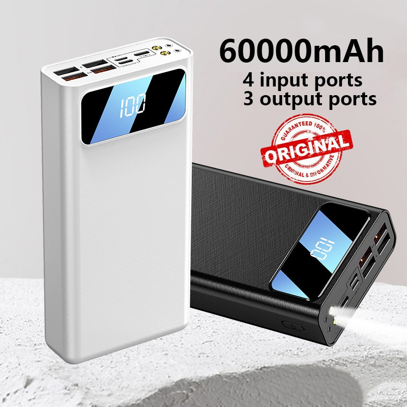 Jual Powebank Bank 60000 ma 4 USB Quick Fill Digital Display Portable ...