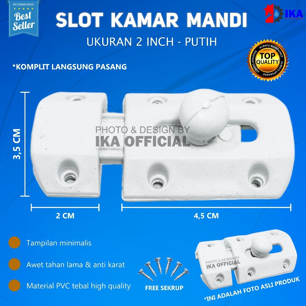 Jual Grendel pvc plastik 2 inch / 5 cm selot pintu kamar mandi wc ...