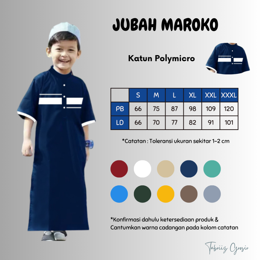 Jual Jubah Anak Laki-Laki Model MAROKO Baju Koko Gamis Anak 1-14 Tahun ...