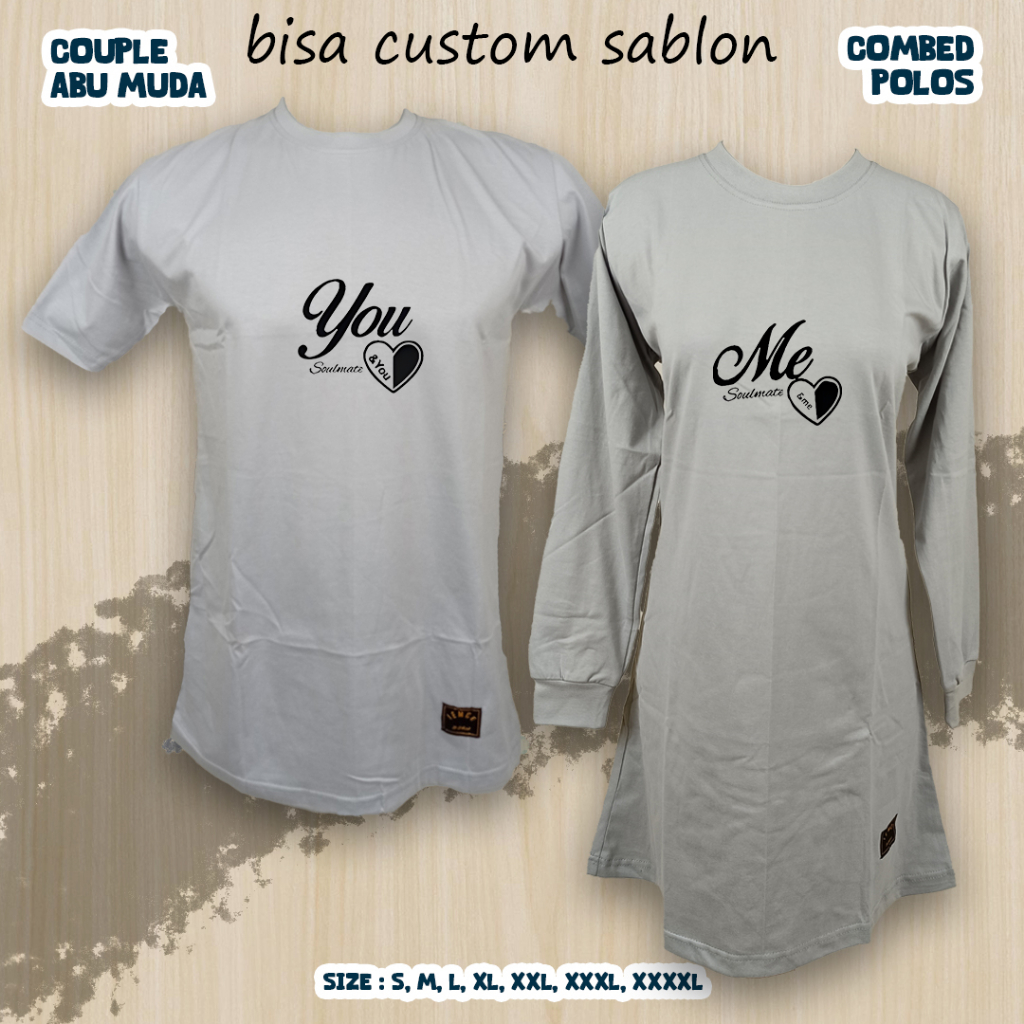 Jual S-XXXXL KAOS COUPLE COWOK DAN CEWEK TUNIK MUSLIMAH WARNA ABU MUDA ...