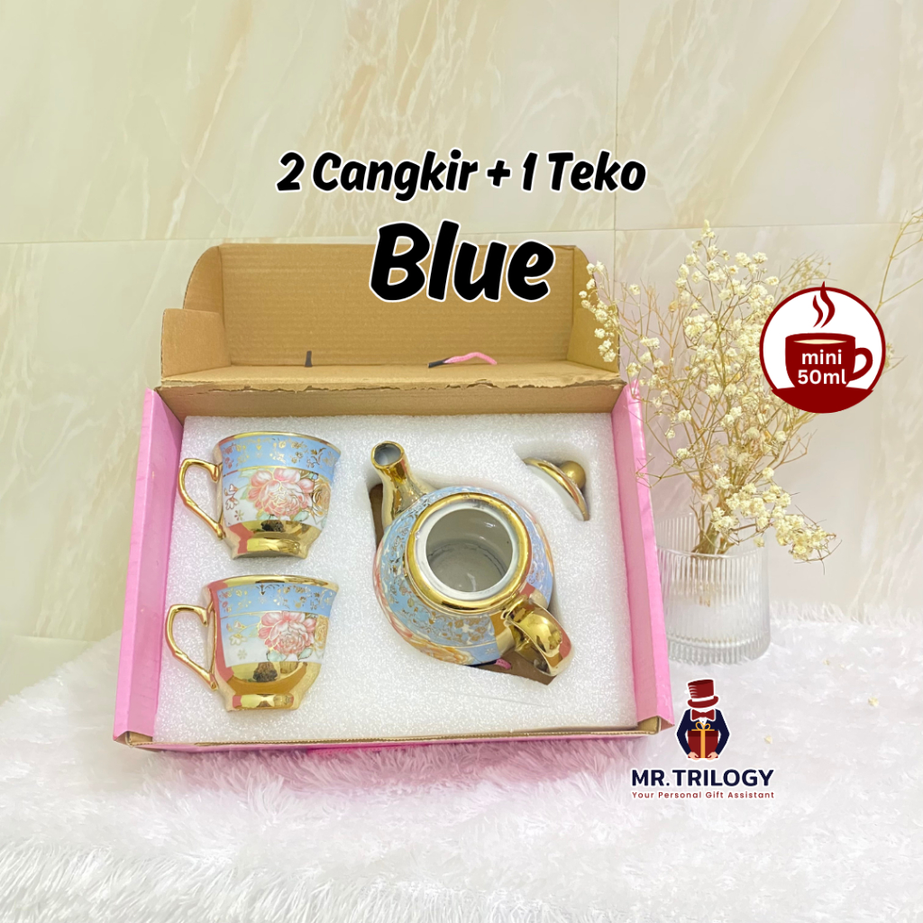 Jual Cangkir Teko Pot Set Keramik 7in1 Hampers Souvenir Mewah Gelas Teh ...