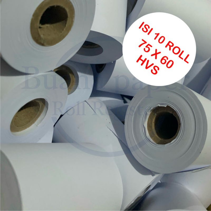 Jual KERTAS KASIR ROLL HVS 1ply 75x60 ISI 10roll Cocok untuk printer ...