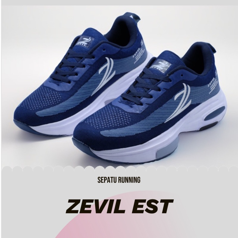 Jual Sepatu Olahraga Zevil Navy Putih Running Pria Lari Sneakers Cowok 38-43 | Shopee Indonesia