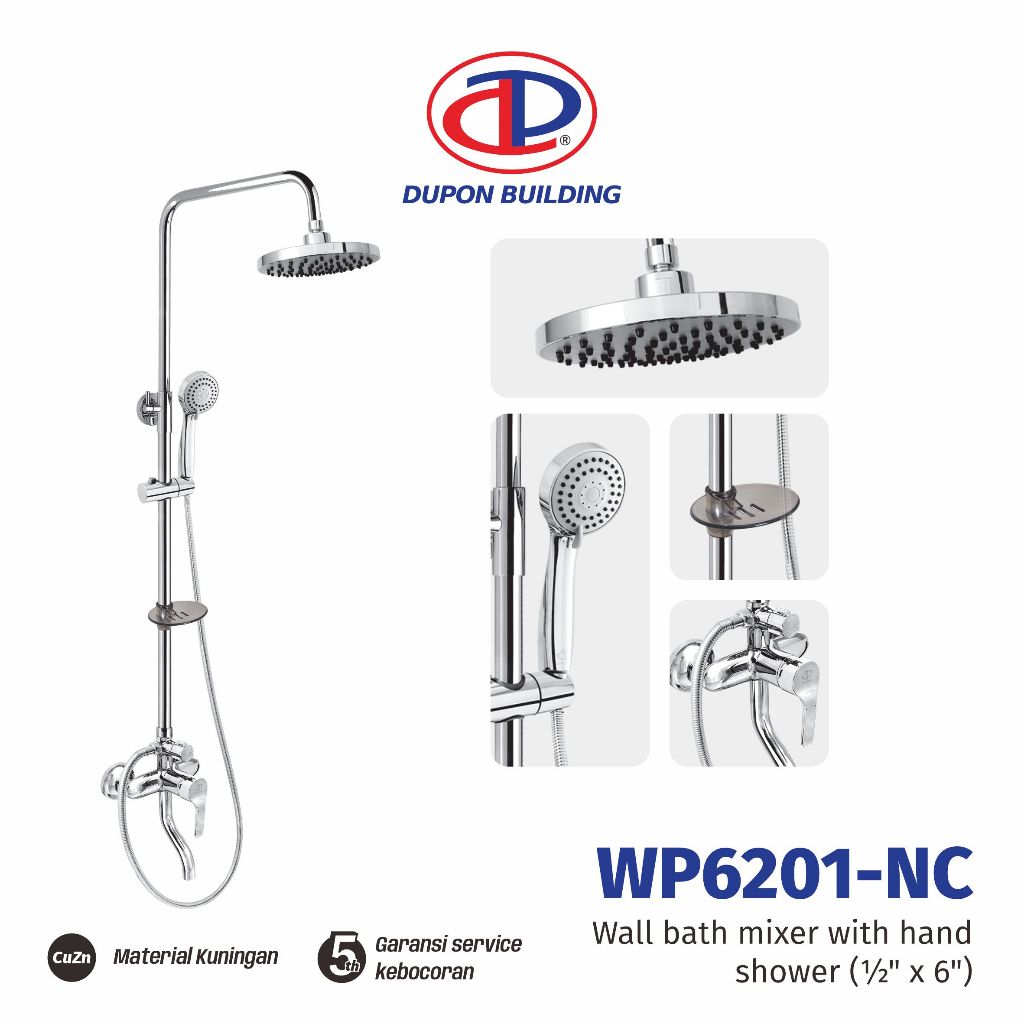 Jual DUPON WP6201-NC Wall Bath Shower Set with Hand Shower / Shower ...