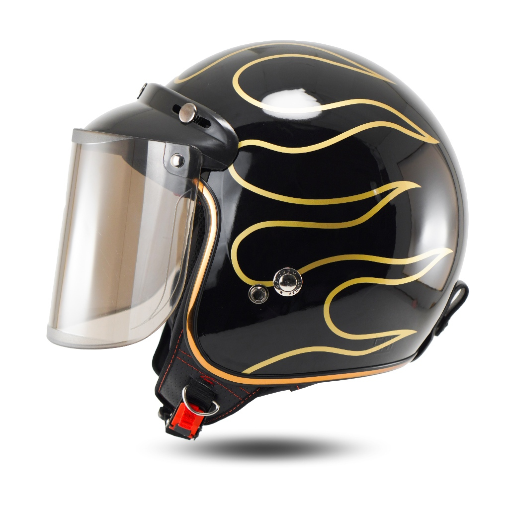 Jual Jitsu Helm Bogo Retro Premium Motif Api Fuego SNI Premium | Shopee ...