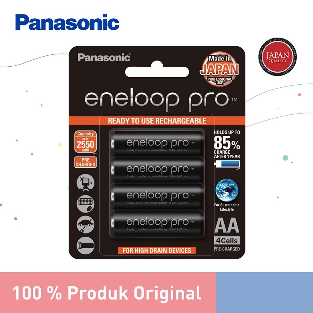 Jual Panasonic Eneloop Pro Baterai Rechargeable AA 4pc Battery Eneloop ...