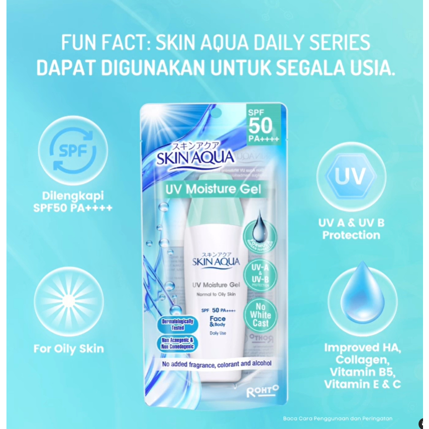 Jual Skin Aqua UV Moisture Gel Spf 50 PA++ 40gr UV-A & UV-B Protection skinaqua 40g | Shopee ...