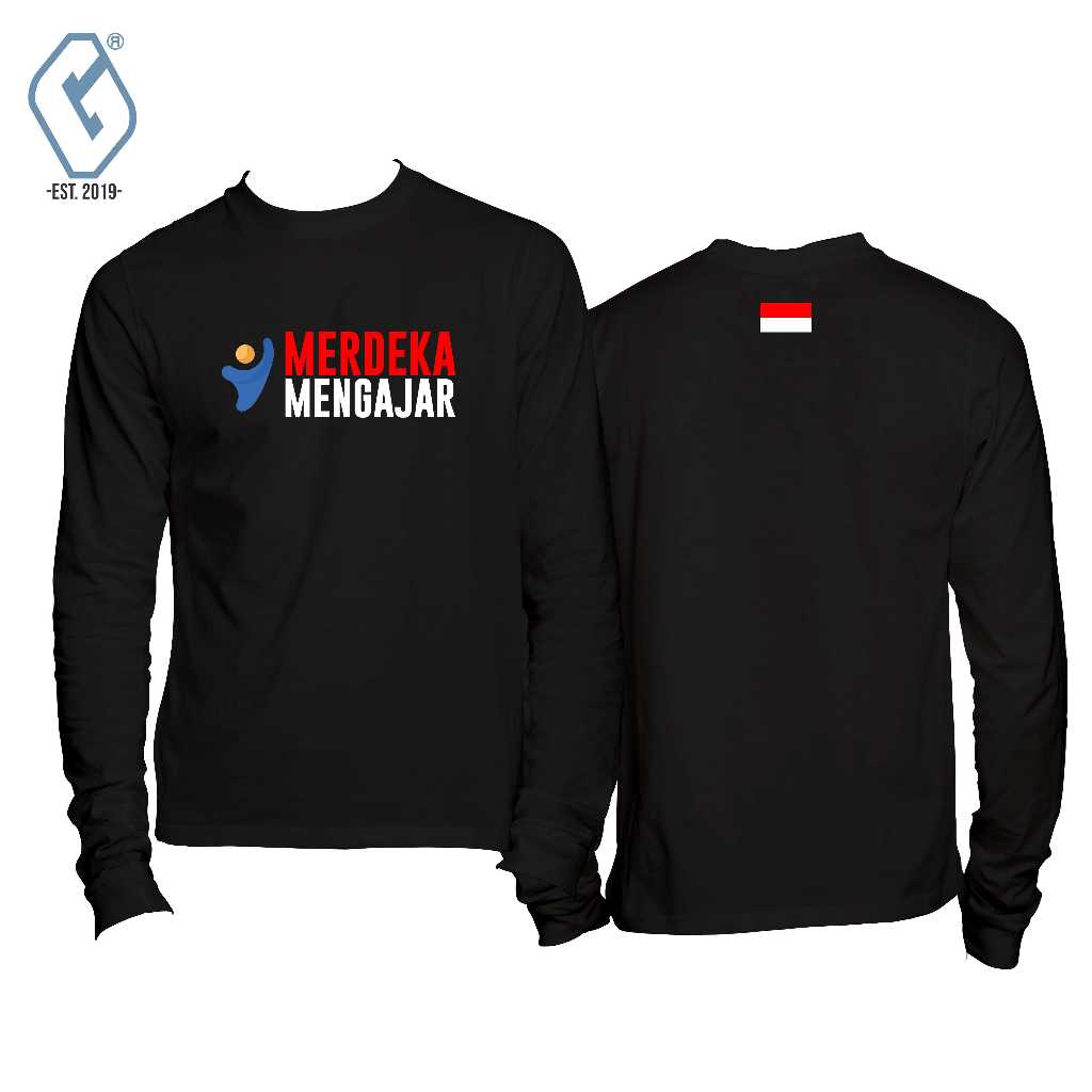Jual kaos distro merdeka mengajar longsleeve / baju merdeka mengajar ...