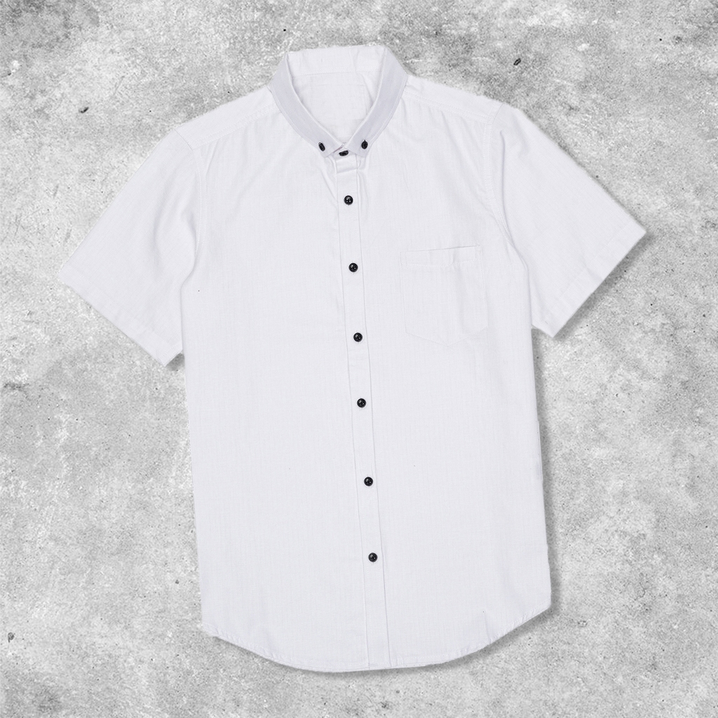Jual Kemeja Pria Putih Lengan Pendek Polos Formal Kerja Casual Premium | Shopee Indonesia