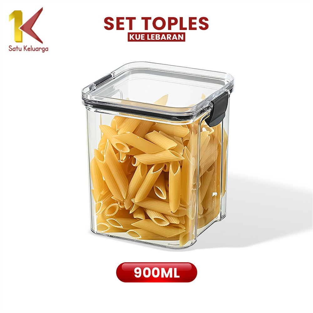 Jual Satu Keluarga Toples Lebaran Kotak Bening 900ML C1043 Kontainer ...