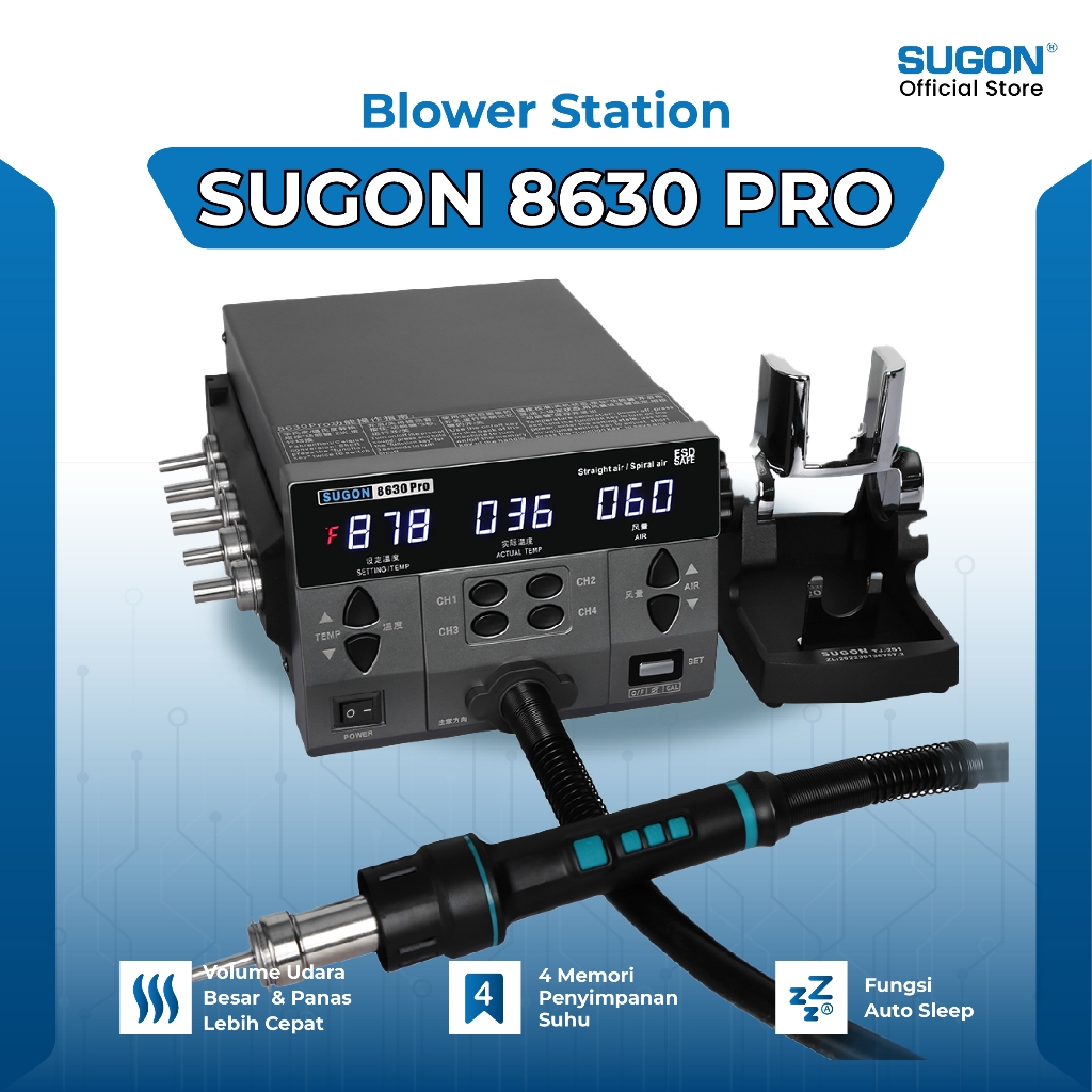 Jual Sugon 8630Pro Blower Solder Station Digital Hot Air Gun Rework SMD ...
