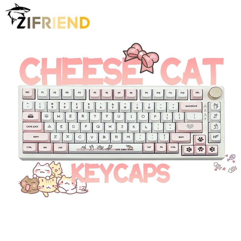 Jual ZIFRIEND Cheese Cat 137 Key XDA Profile PBT Dye-sublimated Keycaps ...