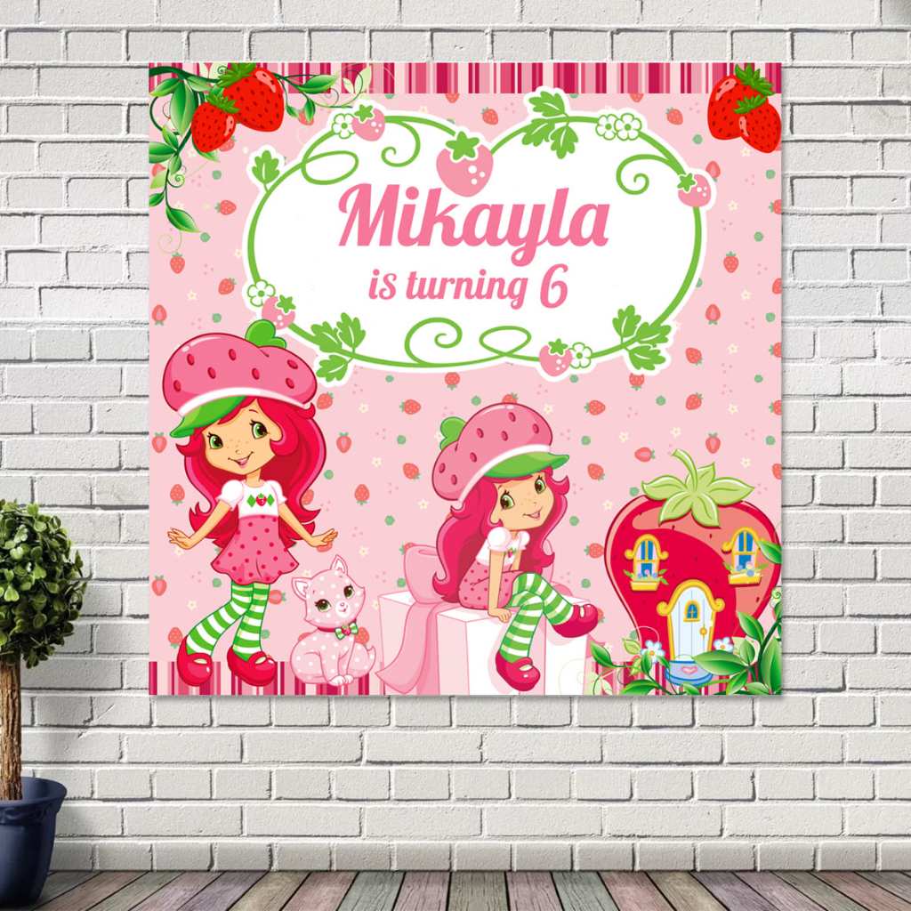 Jual Strawberry Shortcake - Backdrop Flexi Birthday / Hiasan Dinding ...