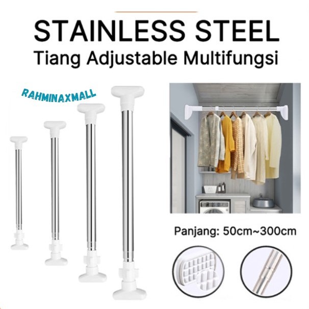 Jual Tiang Pipa Fleksibel - Tiang Gantungan Pakaian Multifungsi 50-300cm Stainless Steel Clothes ...