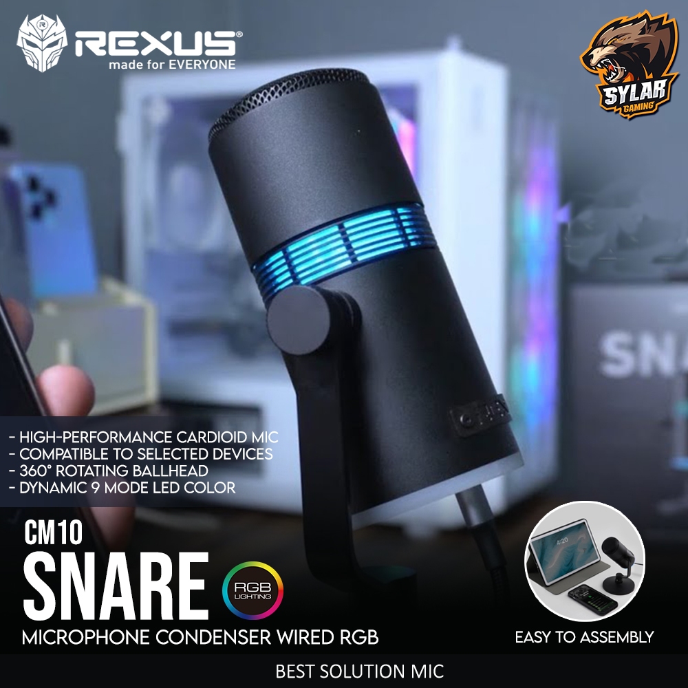 Jual Rexus CM10 Snare Microphone Condenser Wired RGB LED | Shopee Indonesia