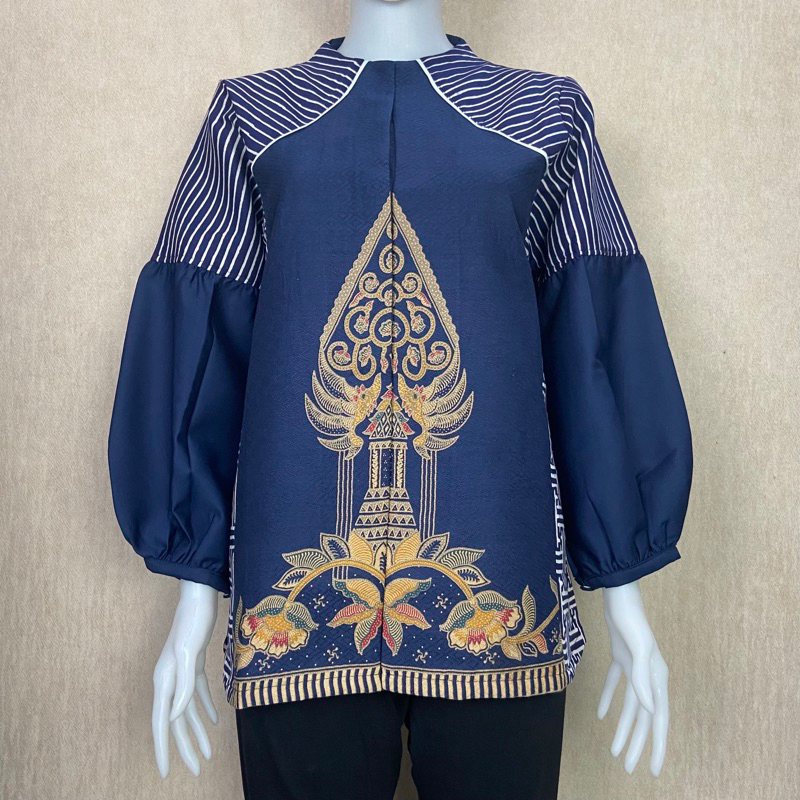 Jual Batik Wanita Wayang Navy Premium Kain Katun Doby Lapisan Furing ...