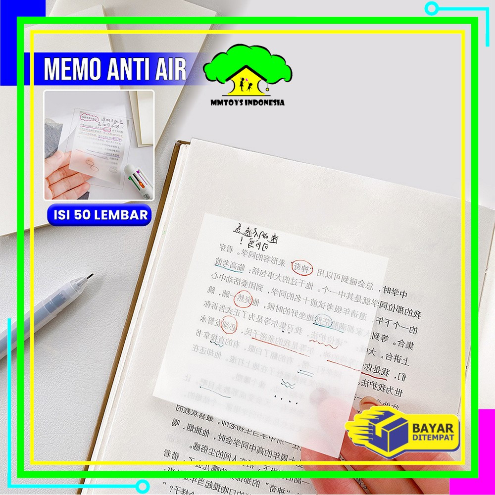 Jual MI-A87 Sticky Note Transparan Isi 50 Lembar Waterproof Serbaguna ...