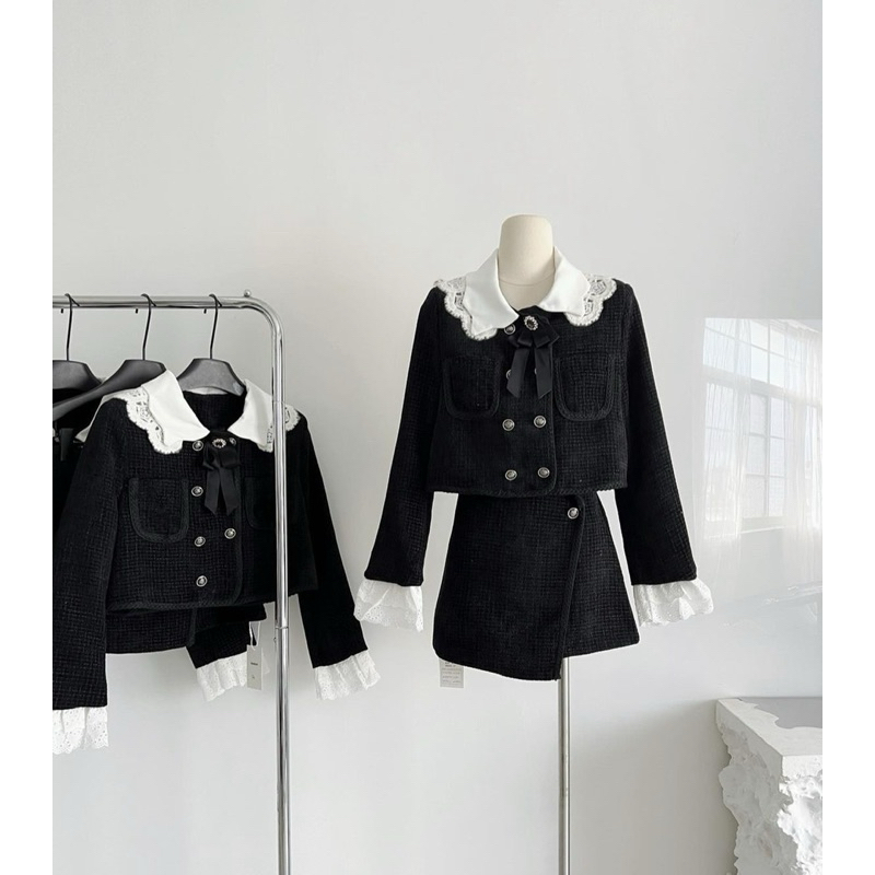 Jual Korean Lace Tweed Jacket Set | Shopee Indonesia