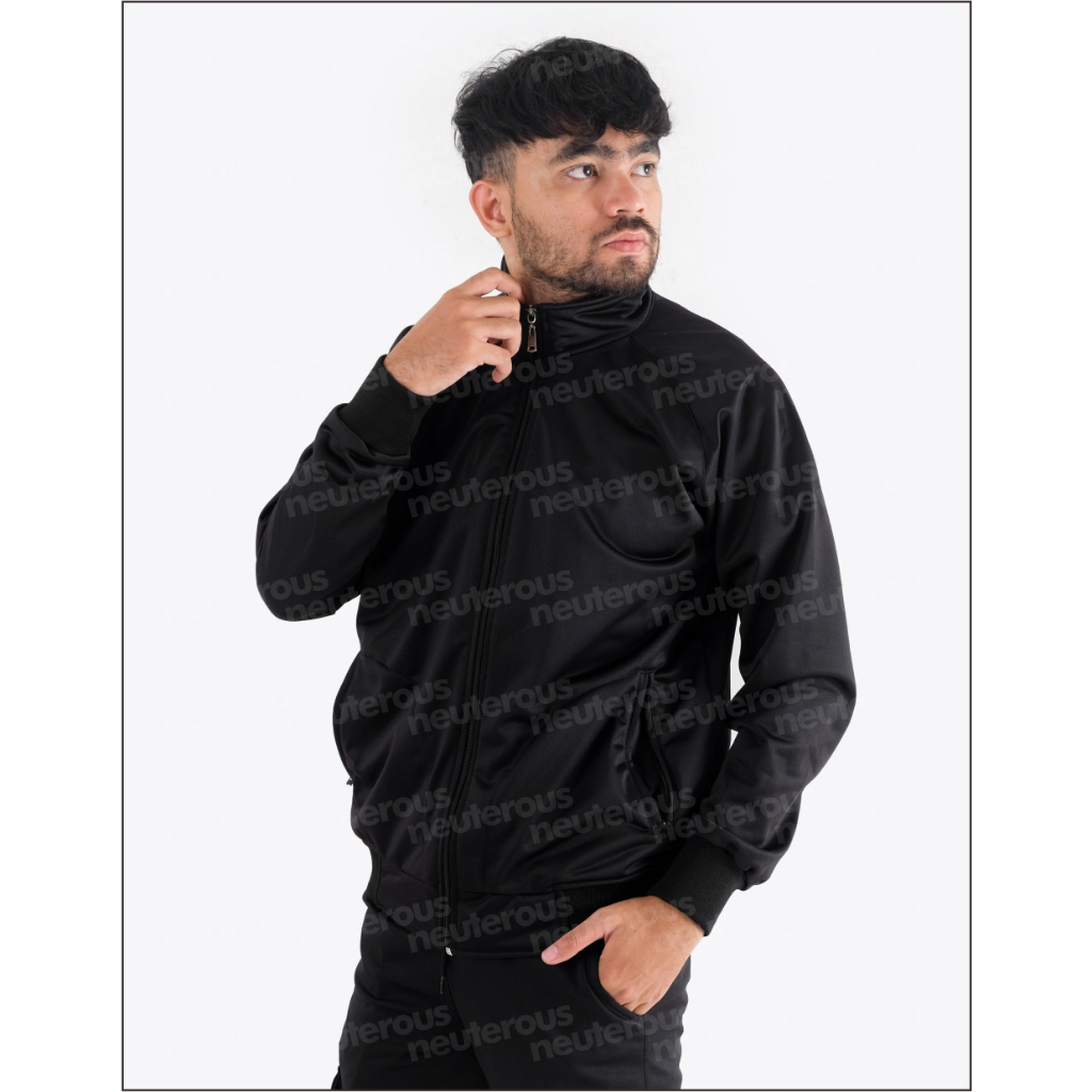 Jual Jacket Tracktop Polos Hitam Pria & Wanita Casual Peremium Distro ...
