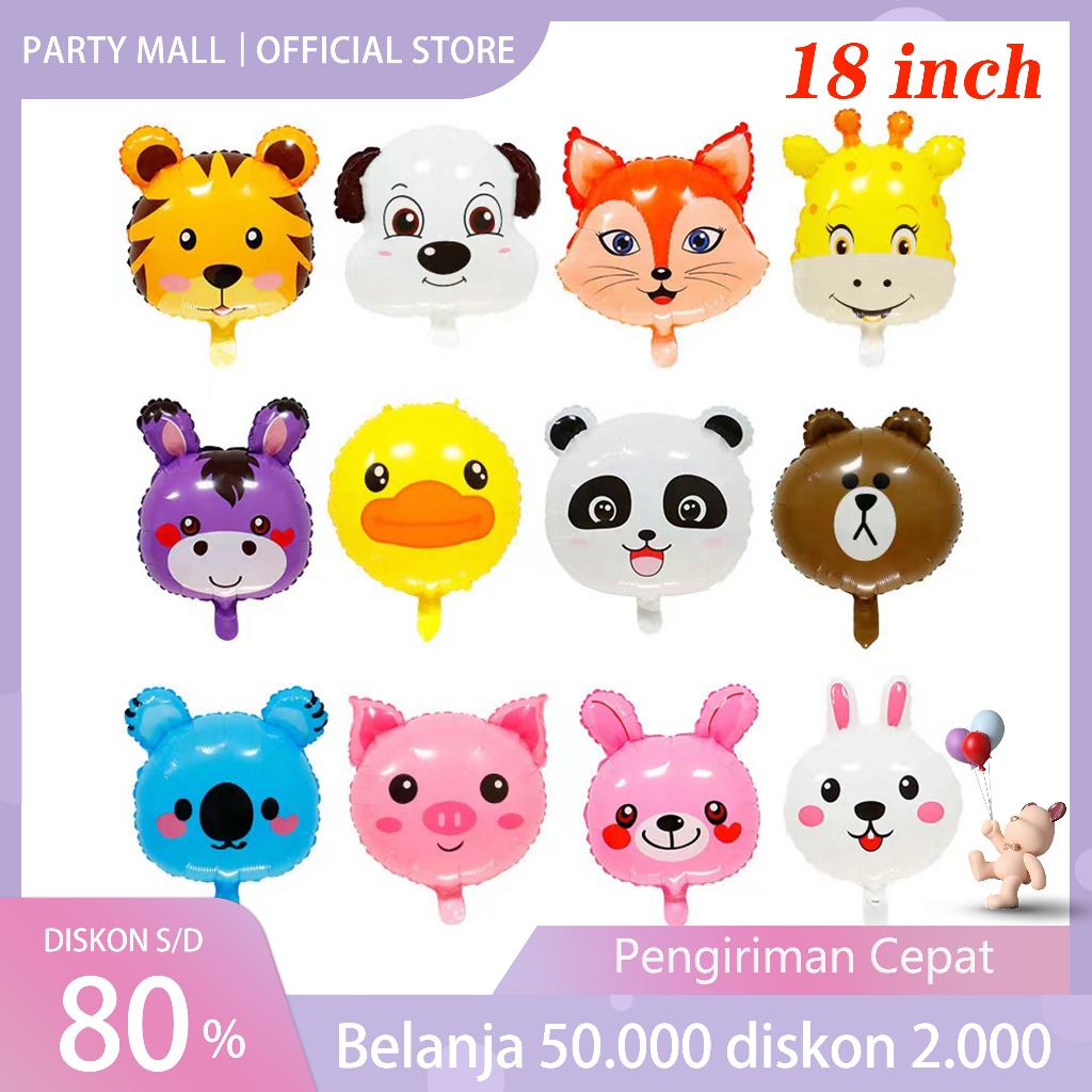 Jual Balon Foil Bulat Animal / Q Versi Balon Foil Bulat Animal 18 Inch ...