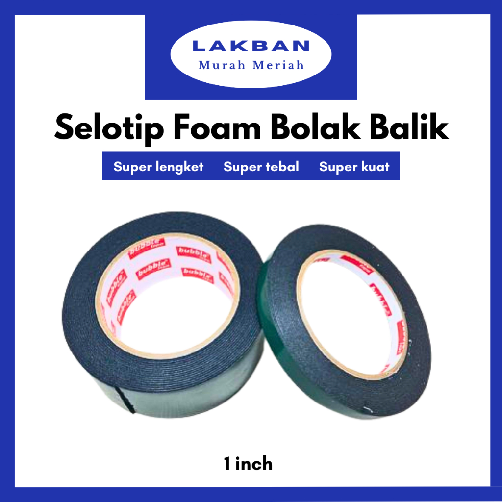 Jual [PCS] Double Foam Lakban Busa 1 Inch Bolak Balik Murah 24 mm Super ...