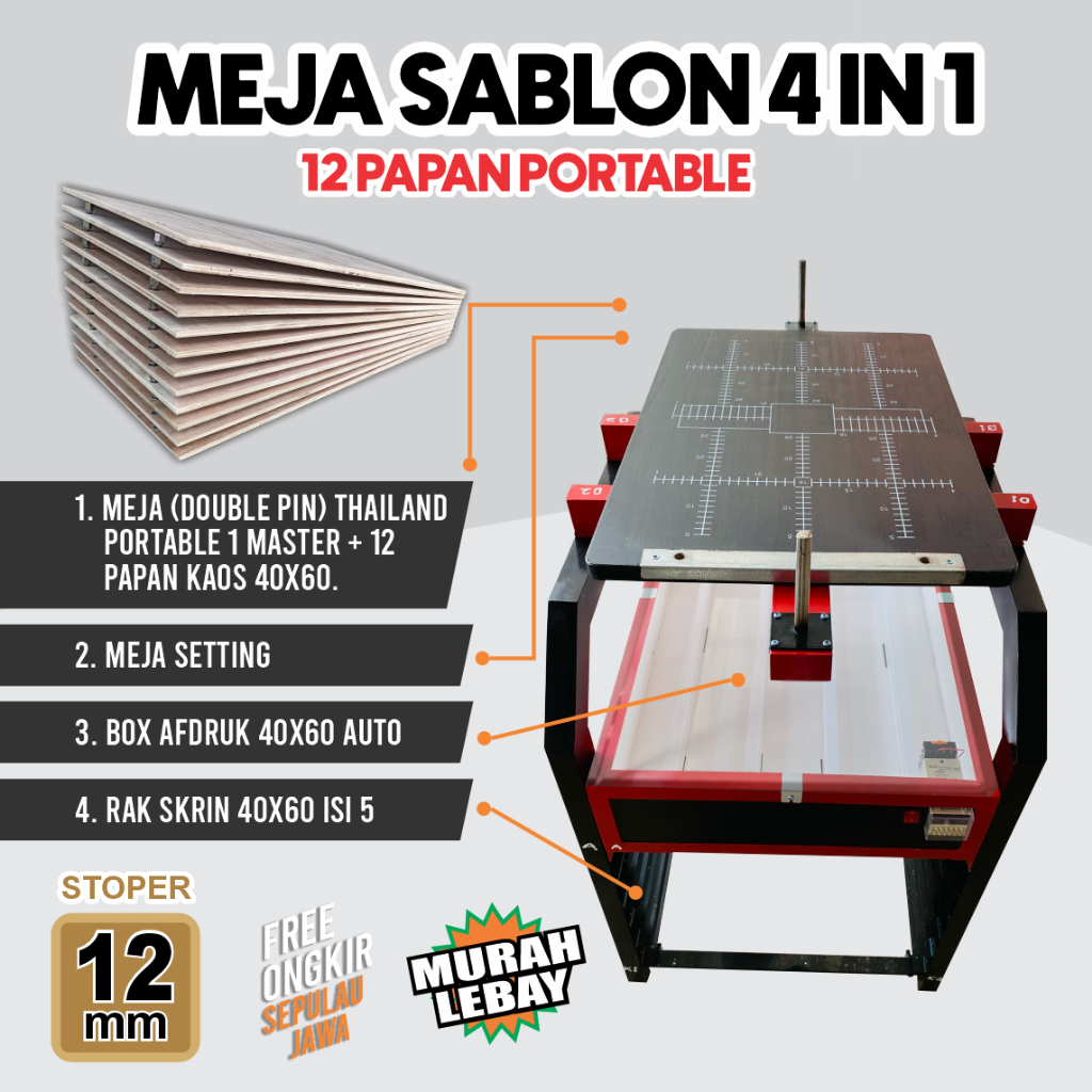 Jual FREE ONGKIR MEJA SABLON 4 IN 1 | Shopee Indonesia