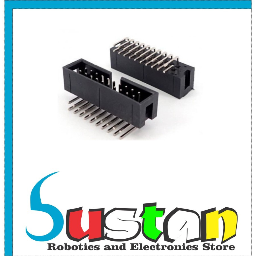 Jual DC3-20P 20 2.54mm 2x10 Pin Right Angle Male IDC Socket Bengkok L ...