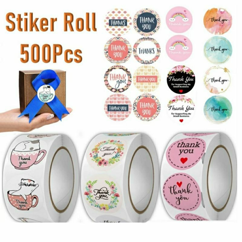Jual Sticker Label Thank You / Terima Kasih 1 Roll isi 500Pcs | Shopee ...