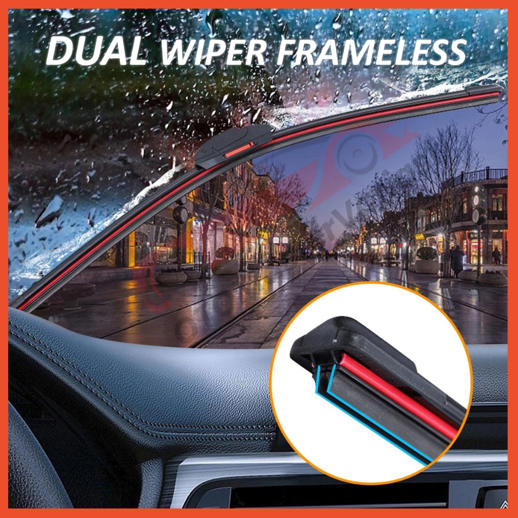 Jual Dual Wiper Mobil Universal Wiper Frameless Double Karet Frameless ...