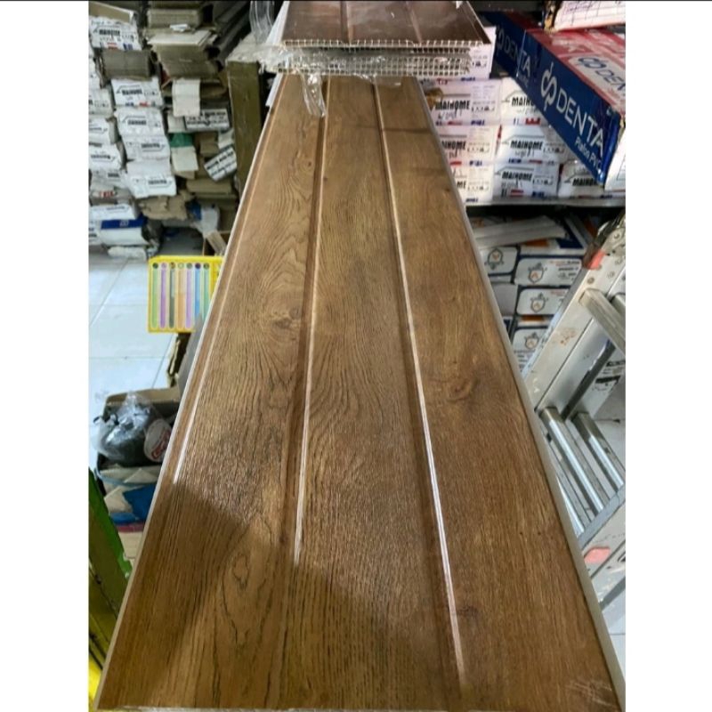 Jual Plafon PVC serat kayu coklat muda doff 30630 | Shopee Indonesia