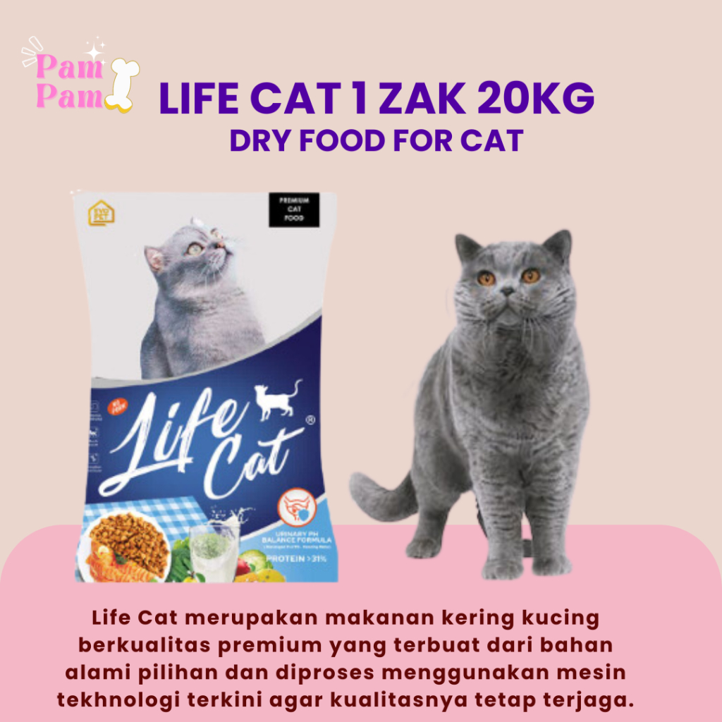 Jual Life Cat 20kg Cat Dry Food Lifecat Zak 20 kg Makanan Kucing Life ...