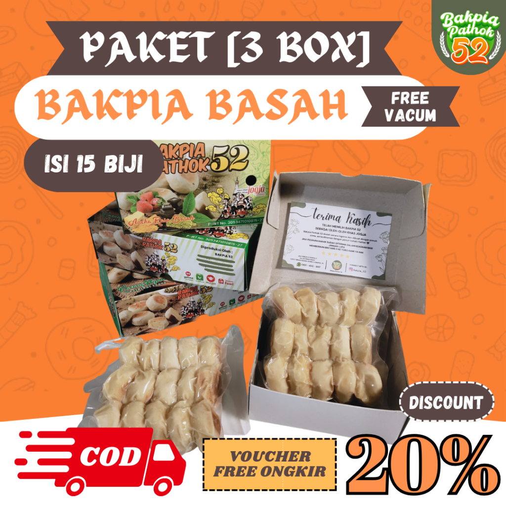 Jual PAKET [3 BOX] BAKPIA BASAH VAKUM ISI 15 BIJI | Shopee Indonesia