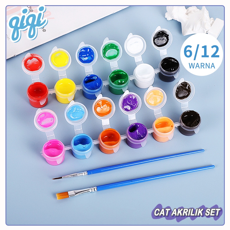 Jual Cat akrilik set 3ml/cat Acrylic set 6/12 Warna cat air anak/cat ...