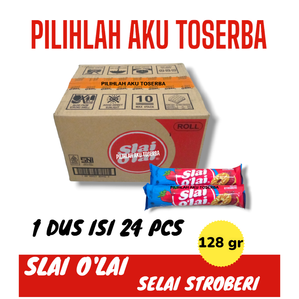 Jual Biskuit Slai O'lai Strawberry Roll / Slai Olai Stroberi Roll 128 ...