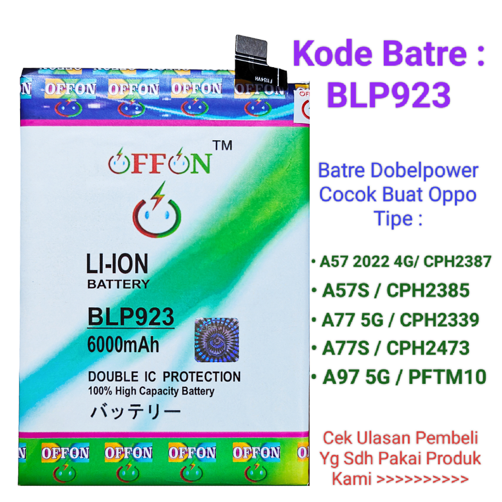 Jual Baterai Doublepower oppo A57 2022 4G ( CPH2387 ) / A77 5G ...