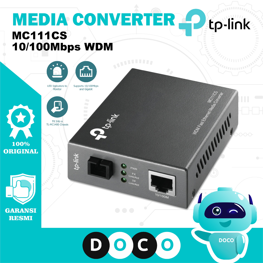 Jual TP-Link Media Converter TL-MC111CS MC 111CS MC111 WDM 100Mbps Fast Ethernet Single Mode ...
