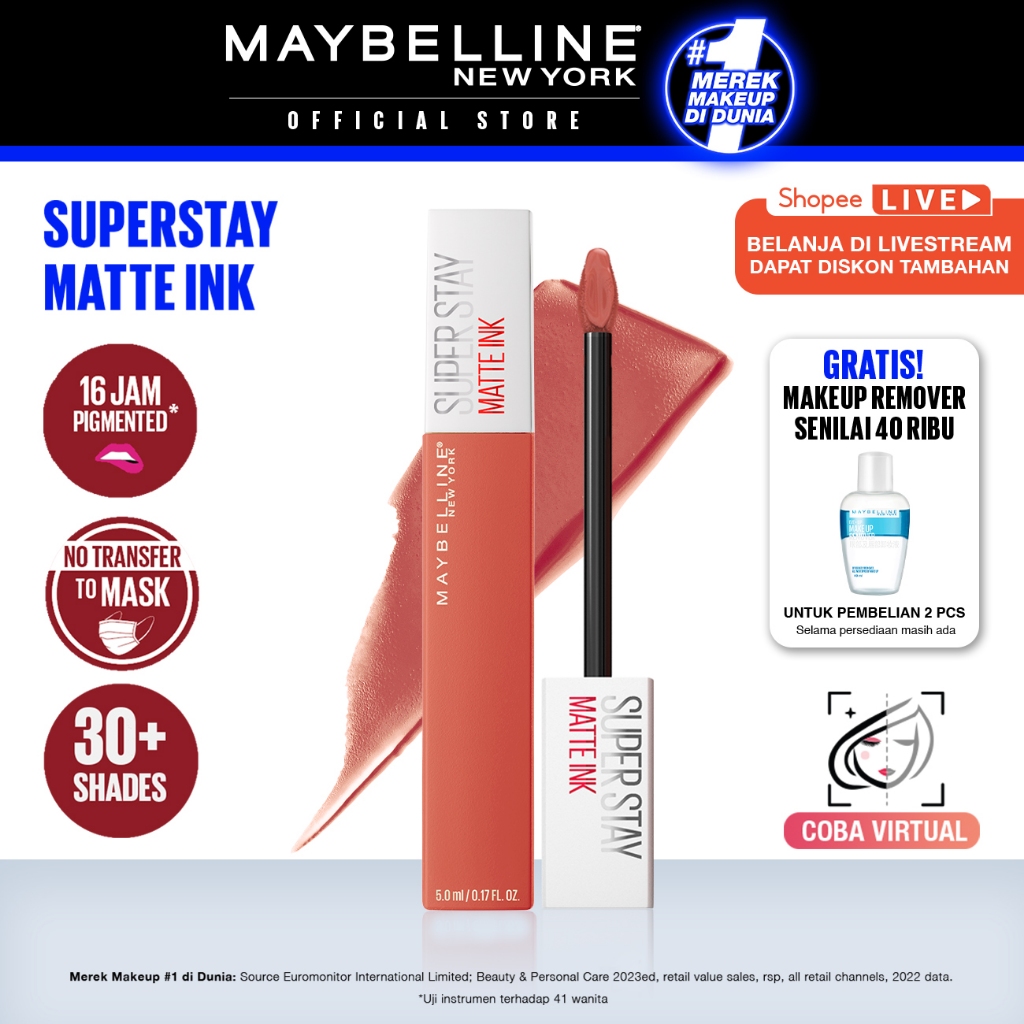 Jual Maybelline Superstay Matte Ink Liquid Long Lasting Waterproof Matte Lipstick Lipcream Make ...