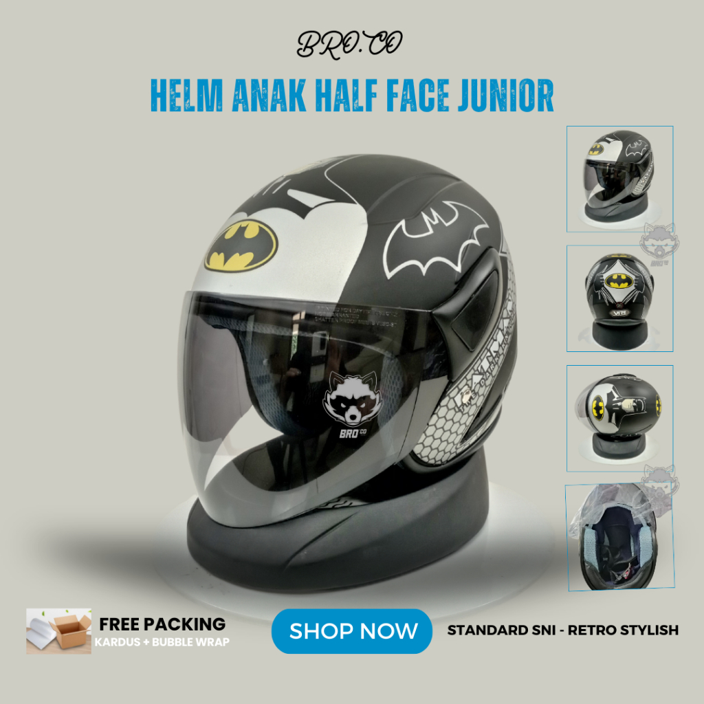 Jual HELM ANAK SNI UNIK KLASIK HALF FACE JUNIOR KARAKTER LUCU SUPERHERO ...