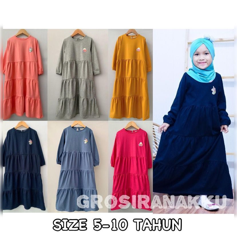 Jual Gamis Kaos Anak Aplikasi Bordir Mix Warna Size 5-10thn | Shopee ...