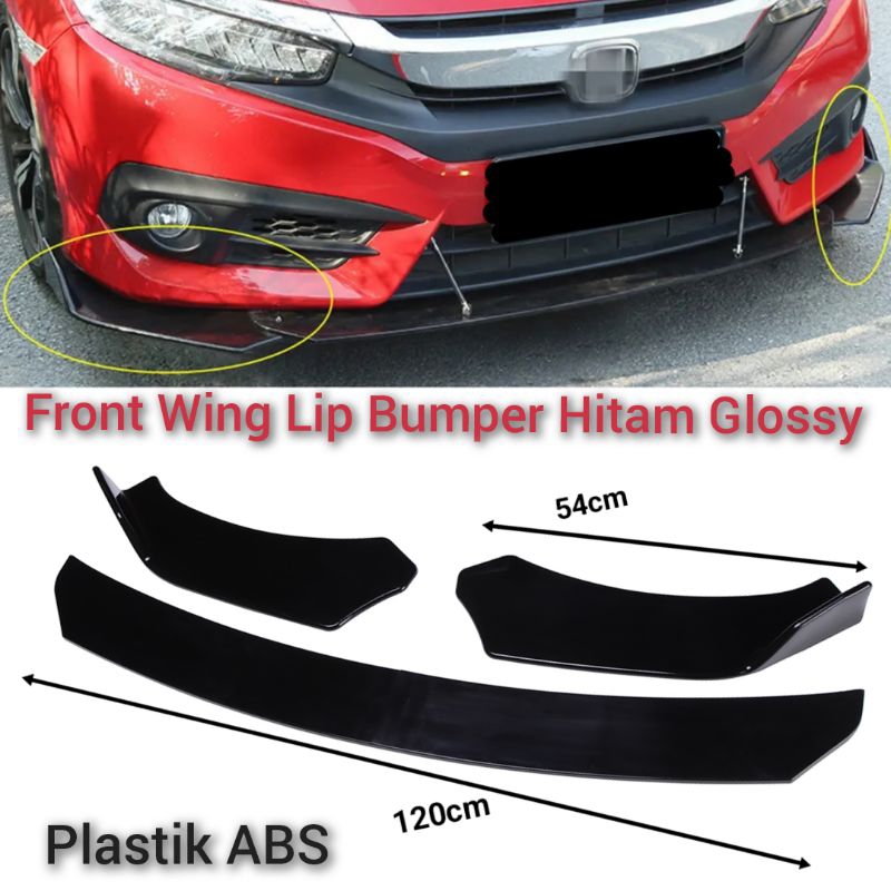 Jual Front Wings Bumper Depan Mobil Universal Hitam Glossy | Shopee ...