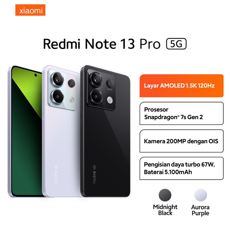 Jual Xiaomi Redmi Note 13 Pro 5G (8GB/256GB) Extended RAM 8GB - Snapdragon 7s Gen 2 - IP54 ...